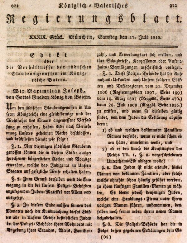 Judentum (19. Jahrhundert) – Historisches Lexikon Bayerns