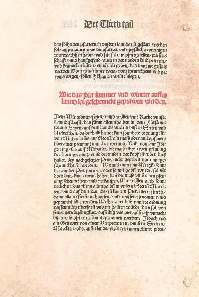 Reinheitsgebot, 1516 – Historisches Lexikon Bayerns